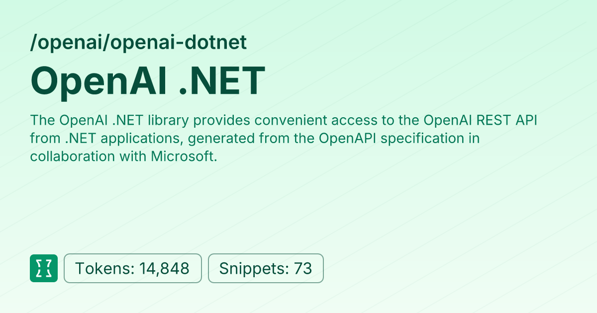 OpenAI .NET (openai/openai-dotnet) | Context7