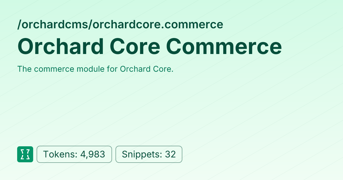 Orchard Core Commerce (orchardcms/orchardcore.commerce) | Context7