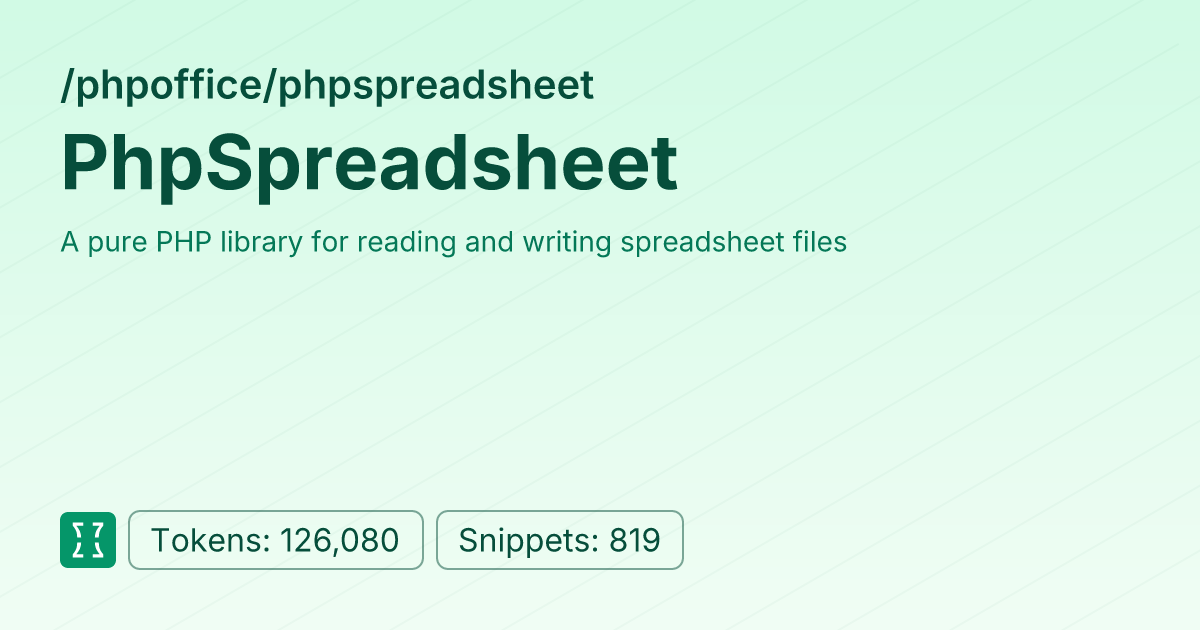 Phpspreadsheet Phpoffice Phpspreadsheet Context7