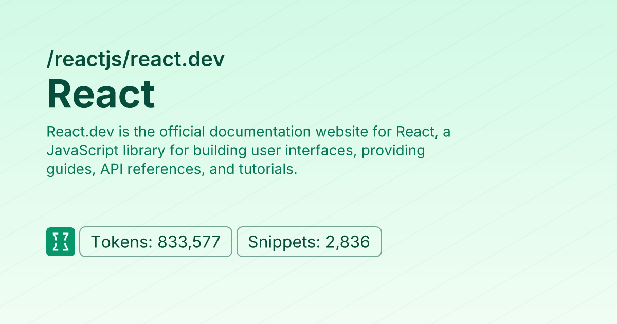 React (reactjs/react.dev) | Context7