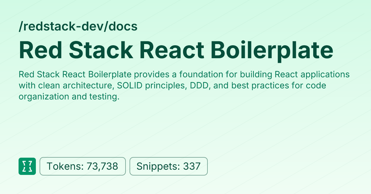 Red Stack React Boilerplate (redstack-dev/docs) | Context7