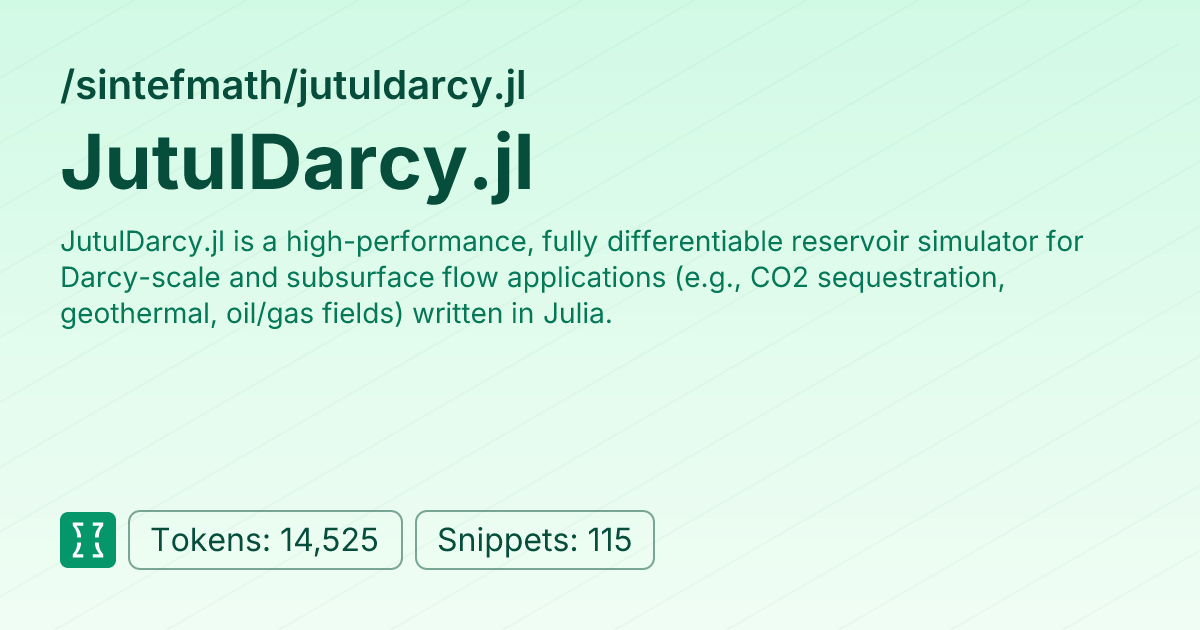 JutulDarcy.jl (sintefmath/jutuldarcy.jl) | Context7