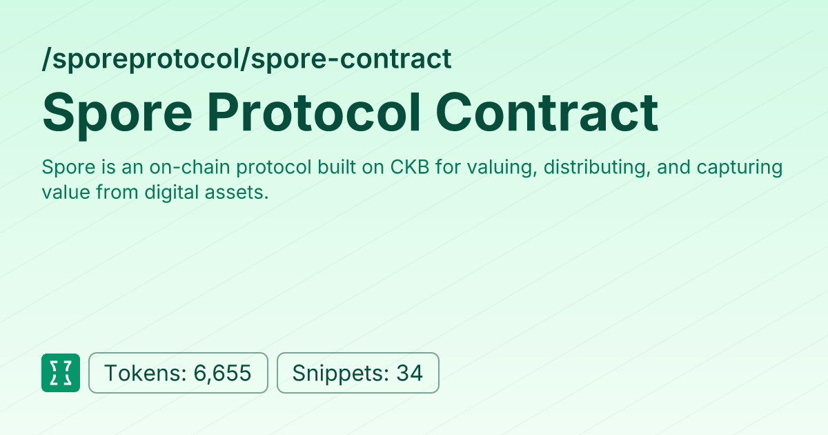 Spore Protocol Contract Latest Documentation | Context7 | Context7