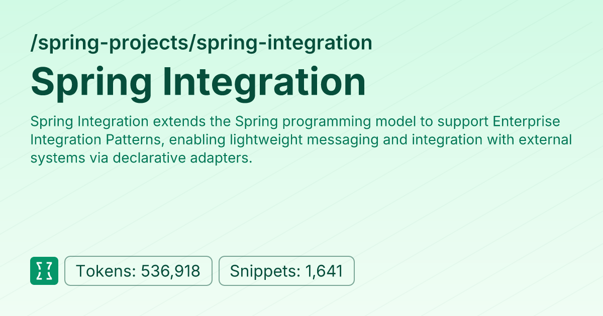 Spring Integration (spring-projects/spring-integration) | Context7