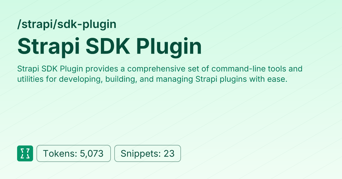 Strapi SDK Plugin (strapi/sdk-plugin) | Context7