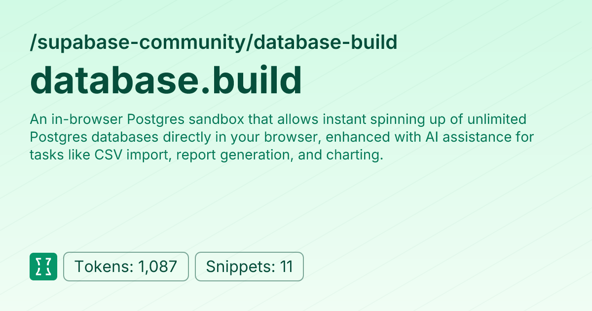 database.build (supabase-community/database-build) | Context7