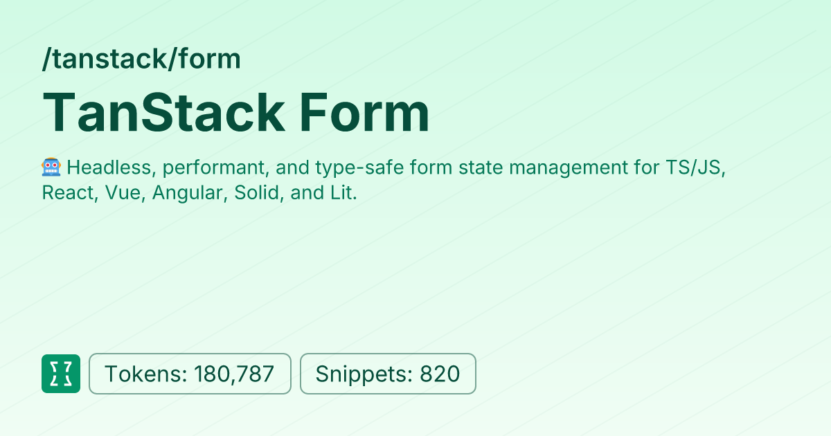 TanStack Form (tanstack/form) | Context7