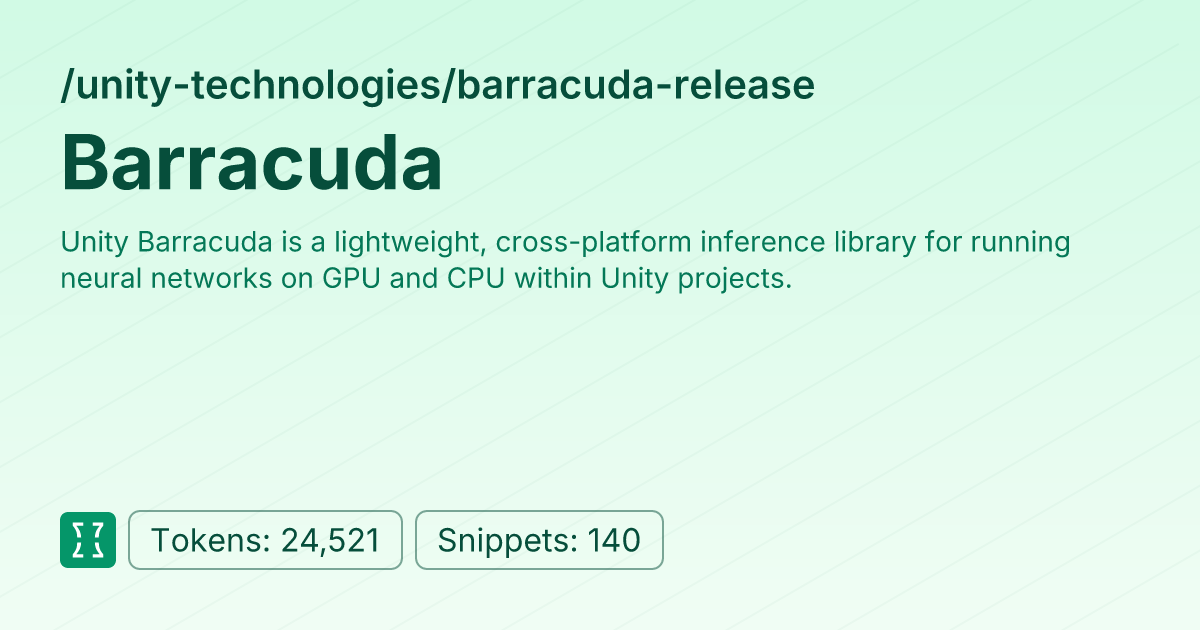 Barracuda (unity-technologies/barracuda-release) | Context7