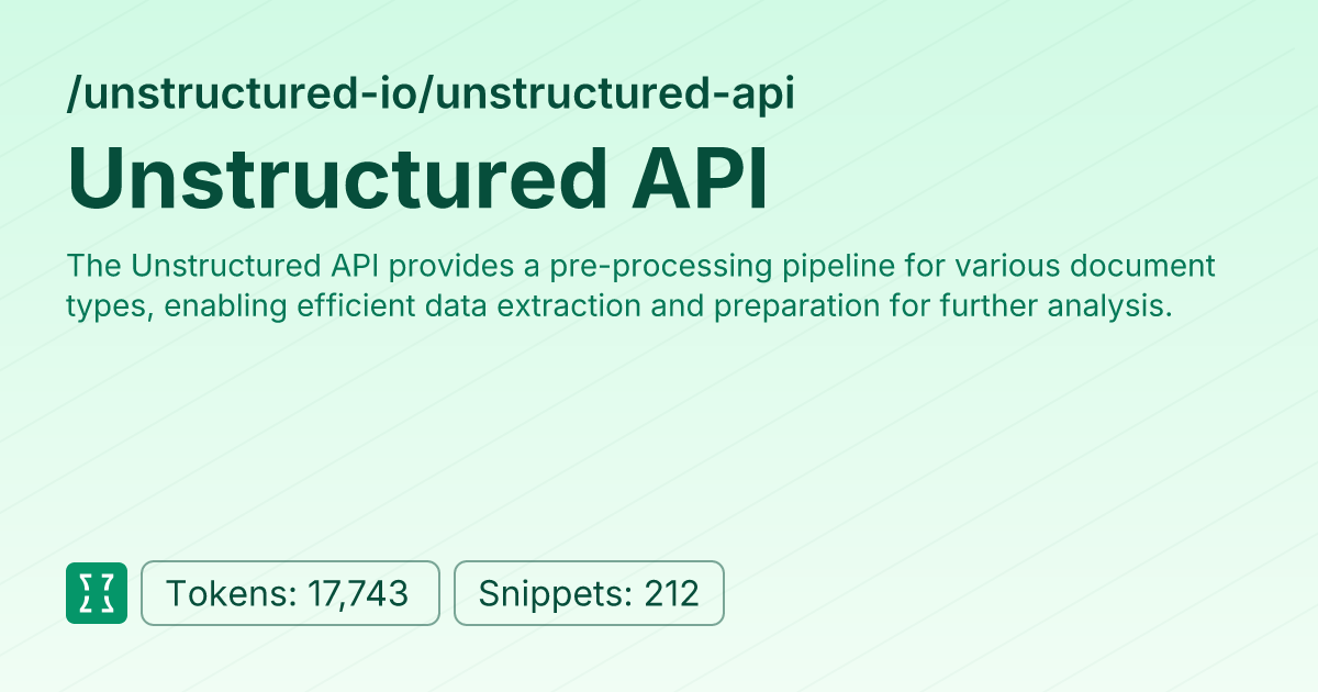 Unstructured API (unstructured-io/unstructured-api) | Context7