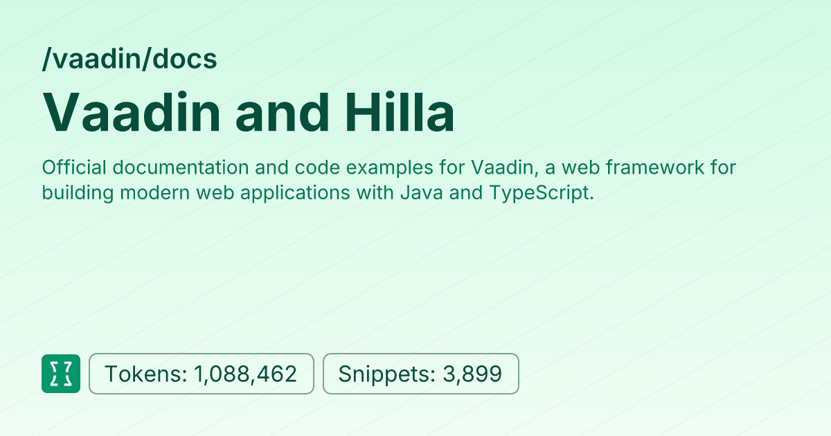 Vaadin and Hilla (vaadin/docs) | Context7