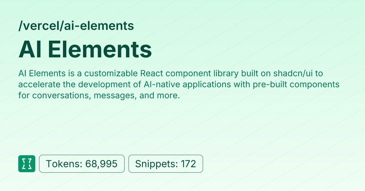 AI Elements (vercel/ai-elements) | Context7
