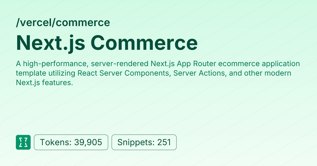 Next.js Commerce (vercel/commerce) | Context7