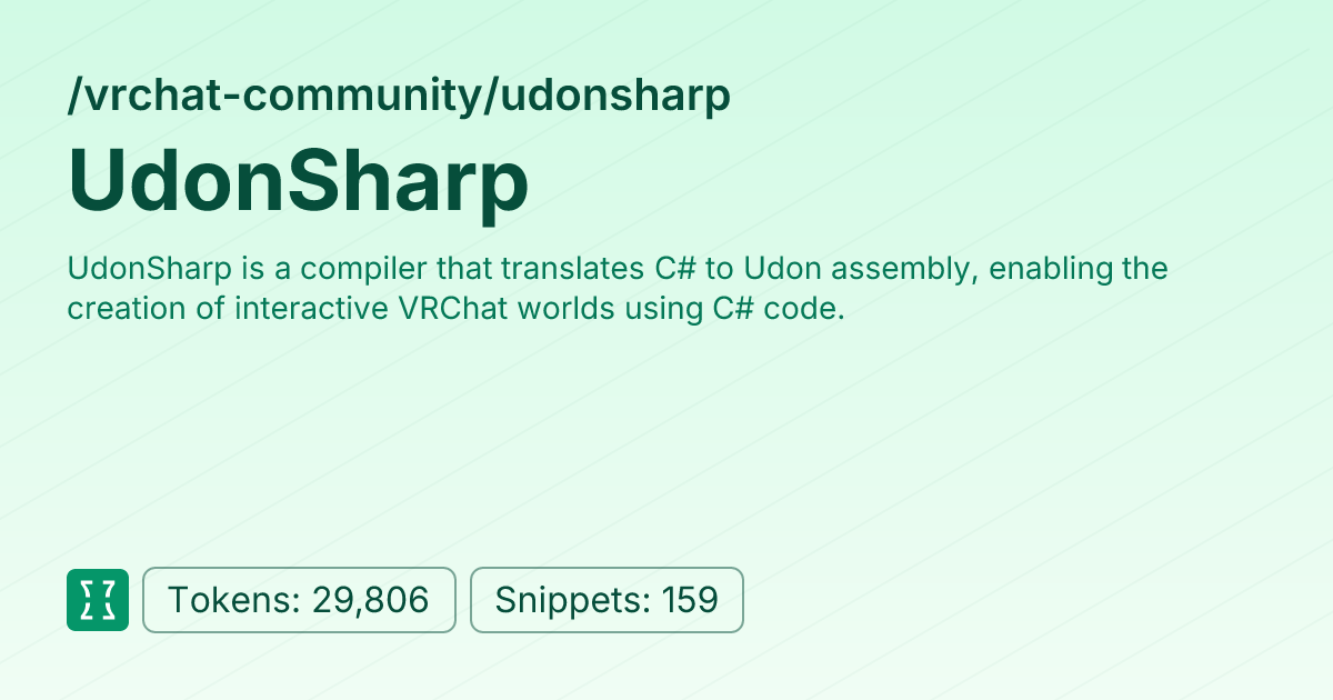 UdonSharp (vrchat-community/udonsharp) | Context7