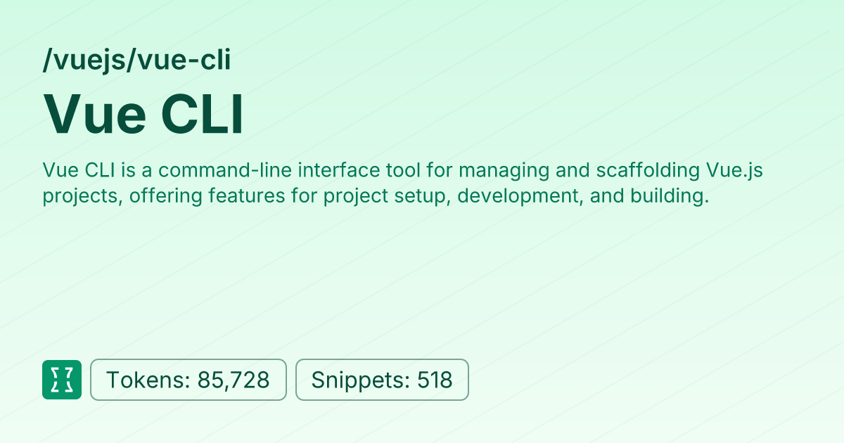 Vue CLI (vuejs/vue-cli) | Context7