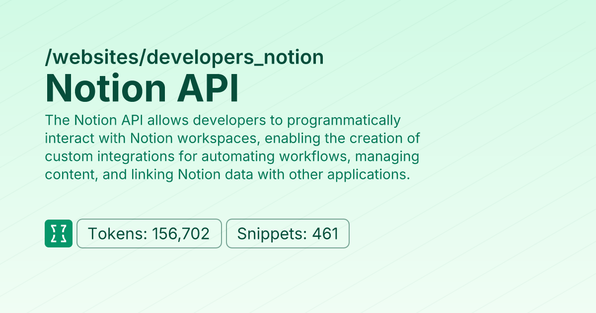 Notion API Latest Documentation | Context7 | Context7