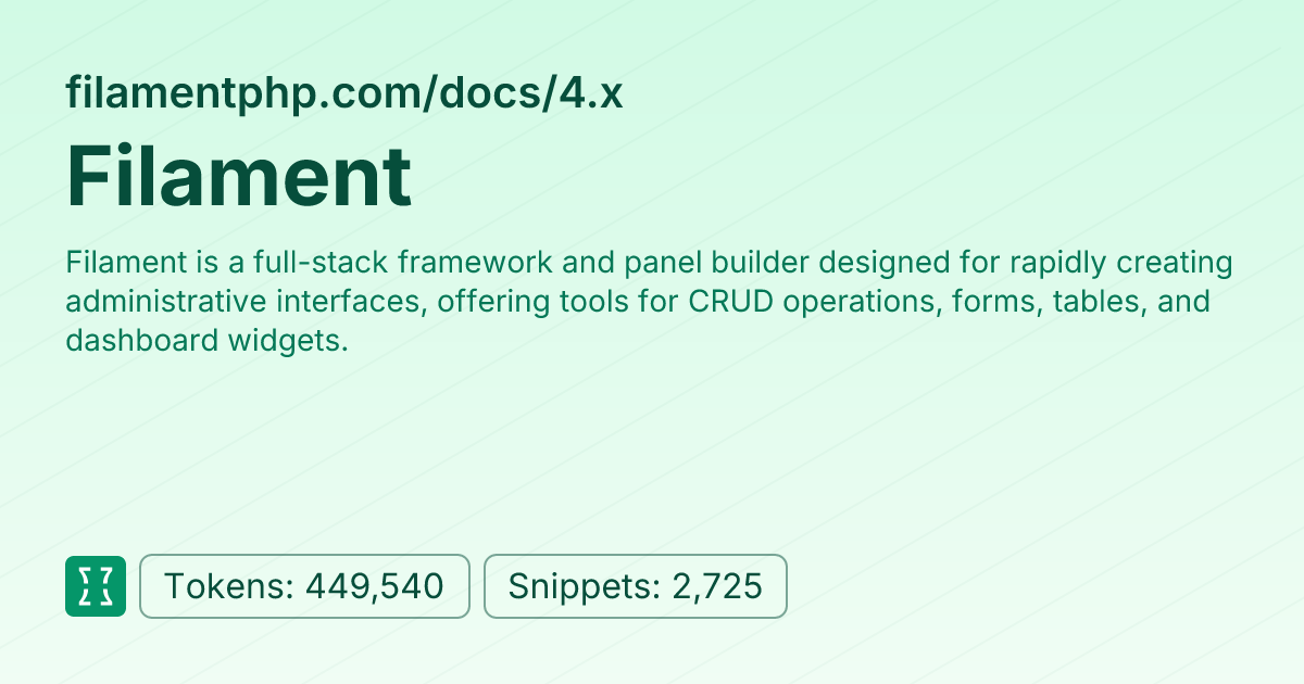 Filament (websites/filamentphp_4_x) | Context7