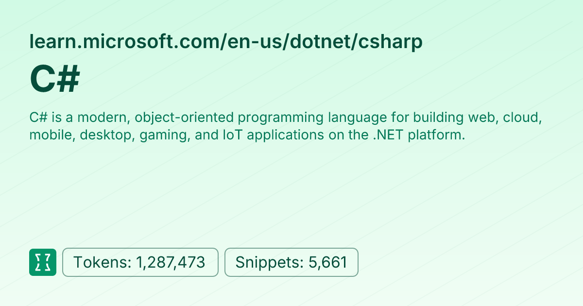 C# (websites/learn_microsoft_en-us_dotnet_csharp) | Context7