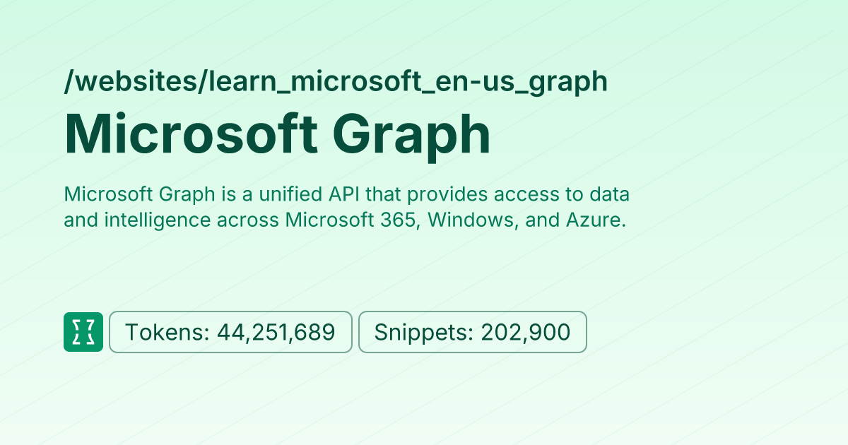 Microsoft Graph (websites/learn_microsoft_en-us_graph) | Context7