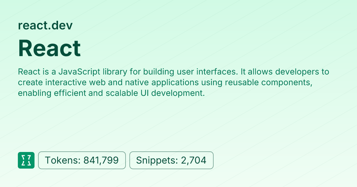 React Websites React Dev Context7