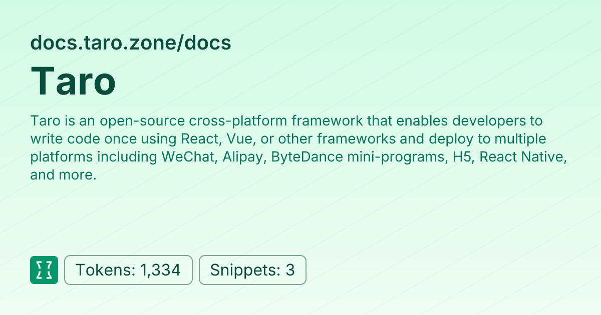 Taro Latest Documentation | Context7 | Context7