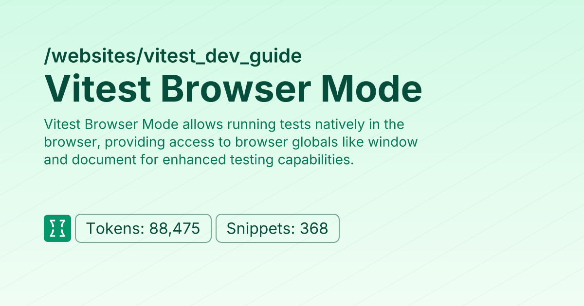 Vitest Browser Mode (websites/vitest_dev_guide) | Context7