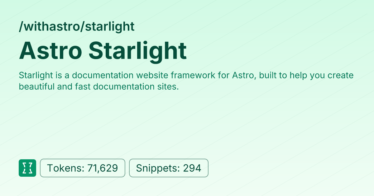 Astro Starlight (withastro/starlight) | Context7
