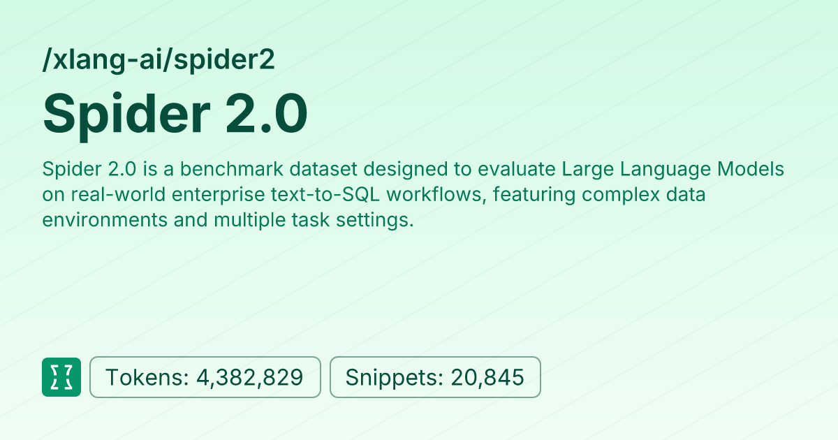 Spider 2.0 (xlang-ai/spider2) | Context7